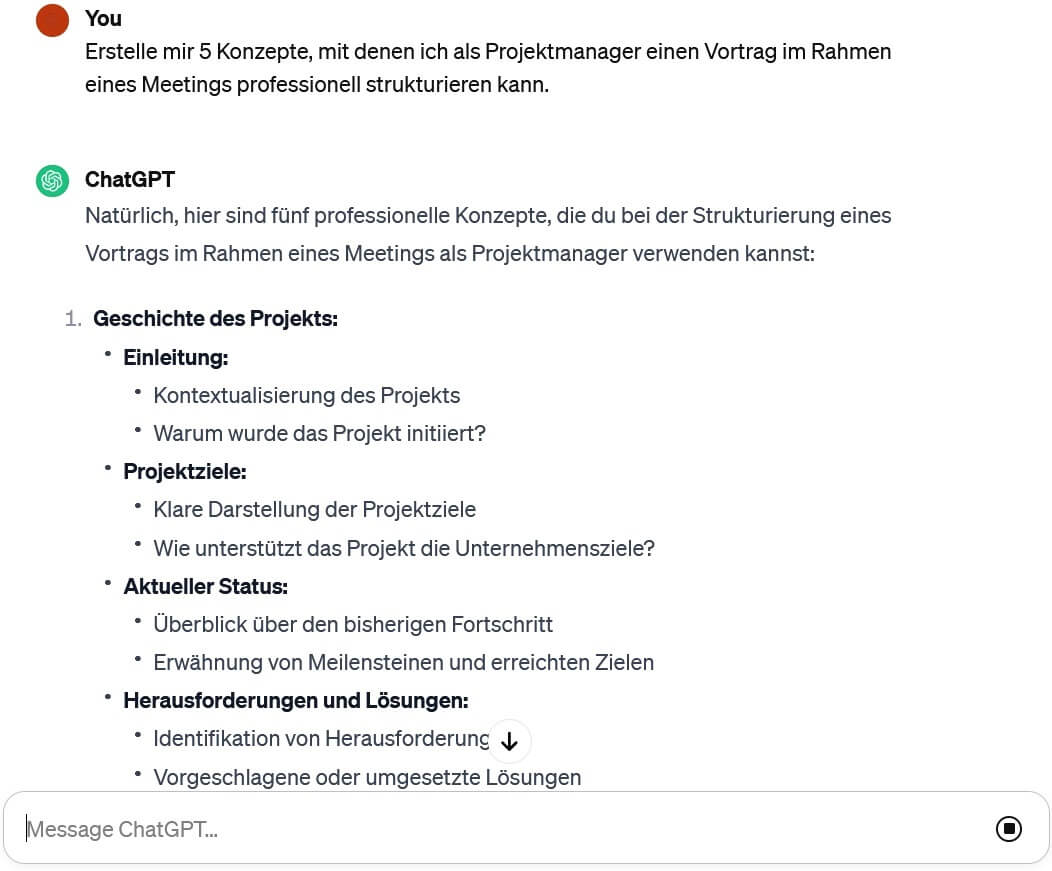 16 ChatGPT Prompts für Projektmanager - Projekt-Vorlage
