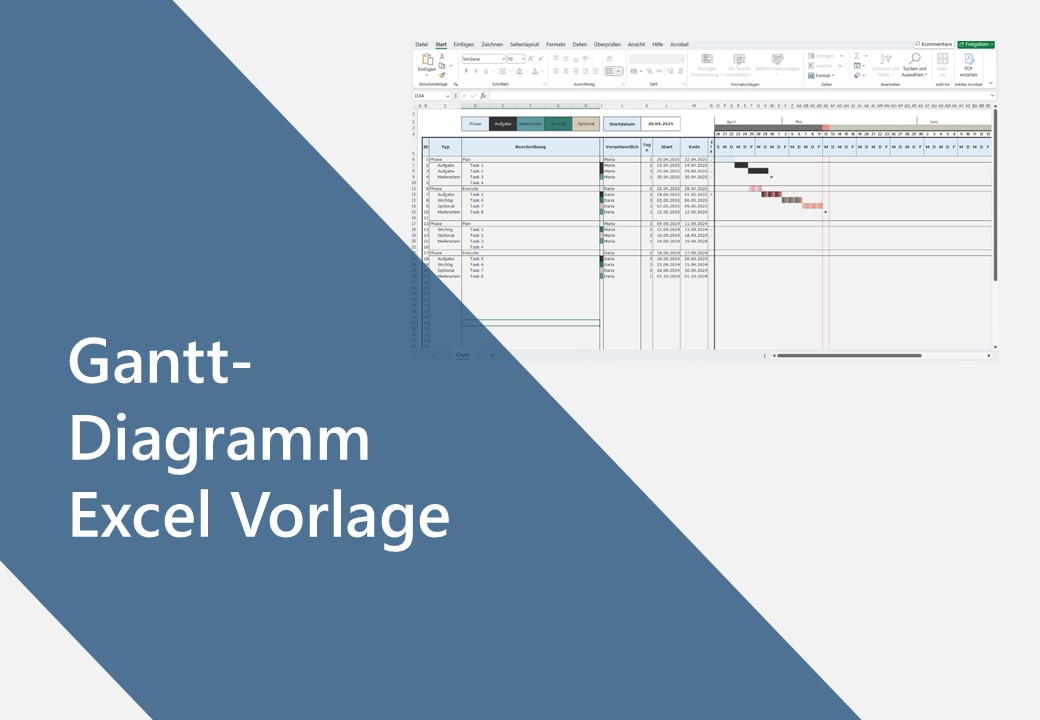 Gantt Diagramm Excel Vorlage: Chart mit Zeitachse als Download ...